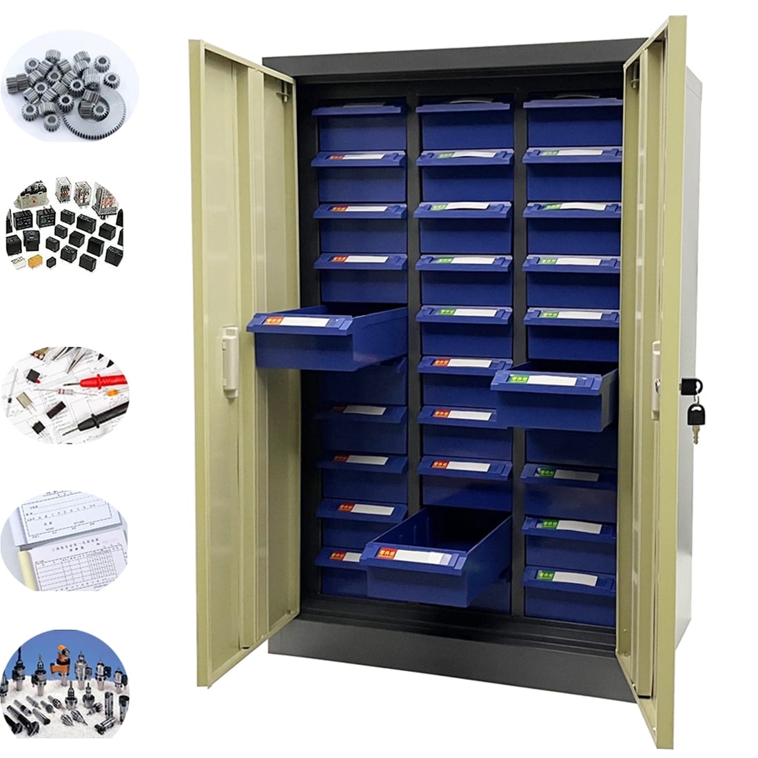 30 Drawers Parts Steel Cabinet Bolt & Nut Tool Storage Cabinet Lockable ...