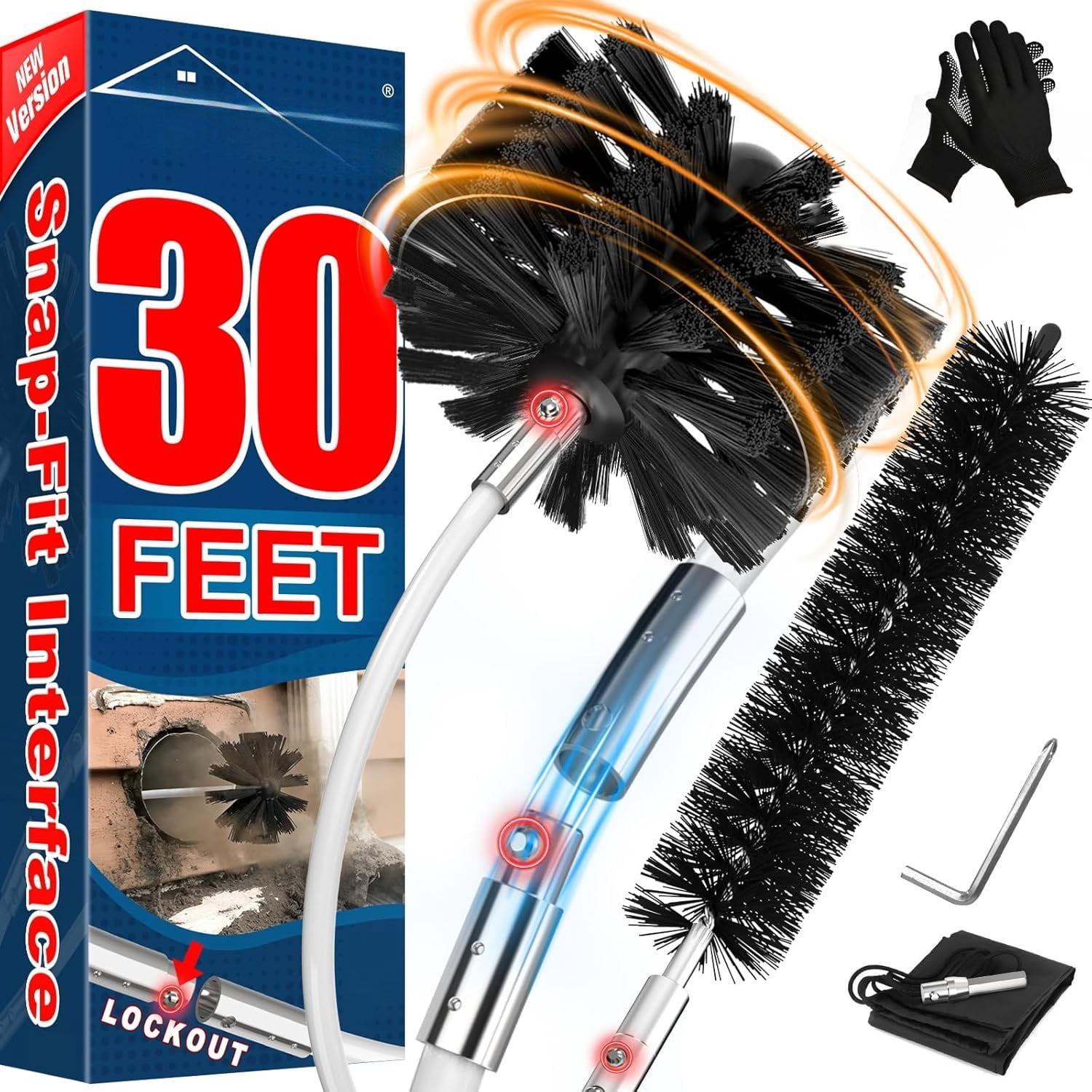 30 Dryer Vent Cleaner Kit, Lint Remover, 2xUpgraded Flexible Quick-Snap ...