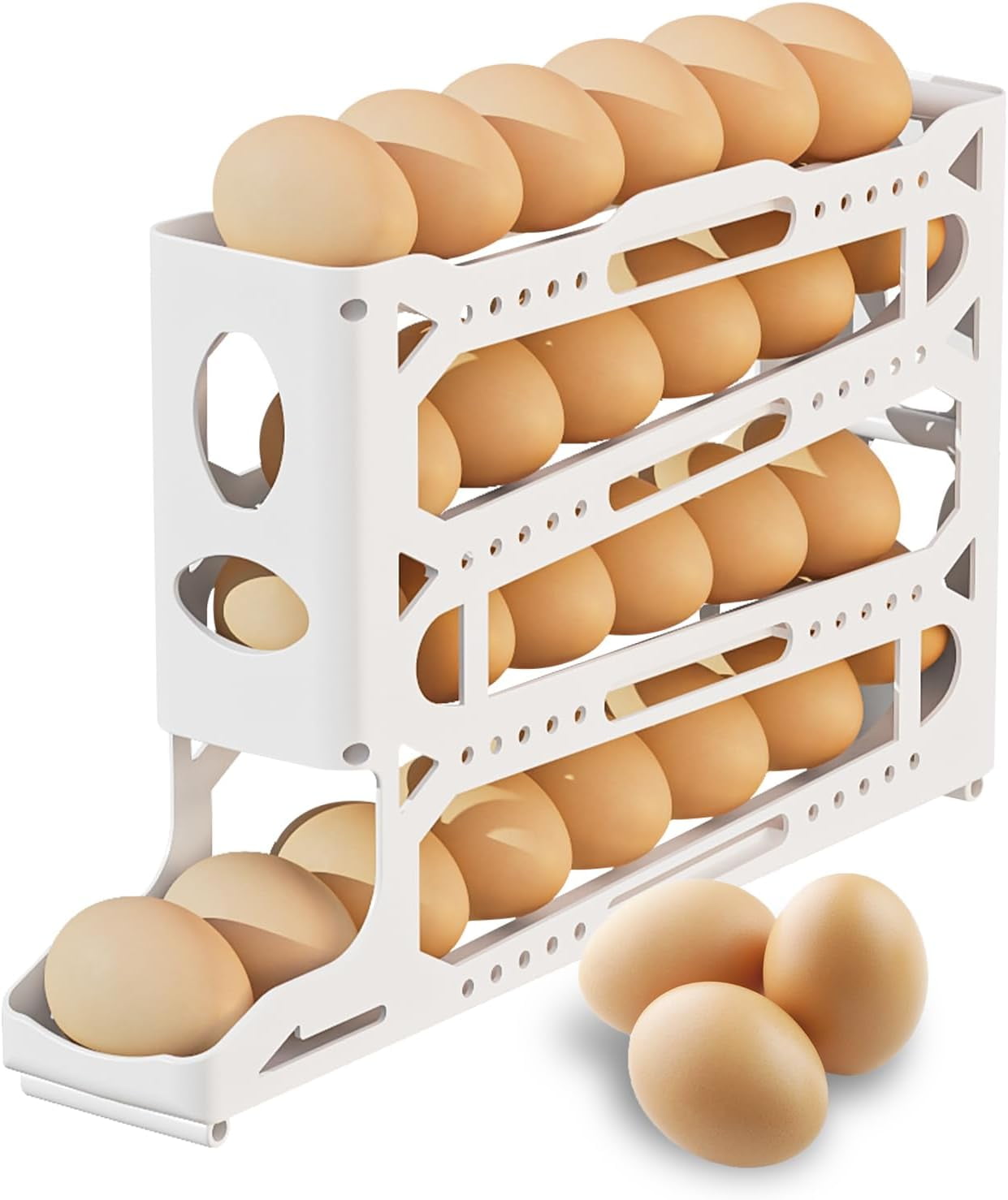 30 Egg Holder for Fridge, Automatic Rolling Egg Container, Space-Saving Rolling Eggs Dispenser ...