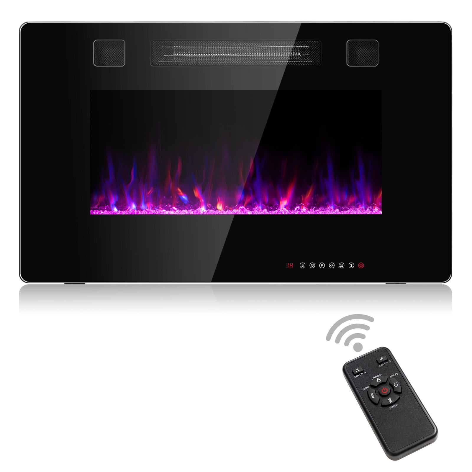 Brandclub - 30” Electric Fireplace Insert, 750W/1500W LED Fireplace w ...