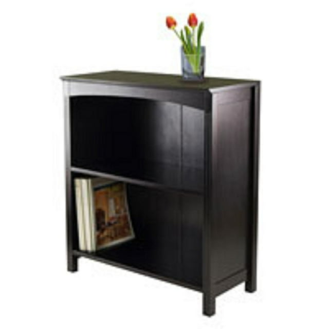 30” Espresso Black Storage Shelf or Bookcase with Three Tier Wide ...
