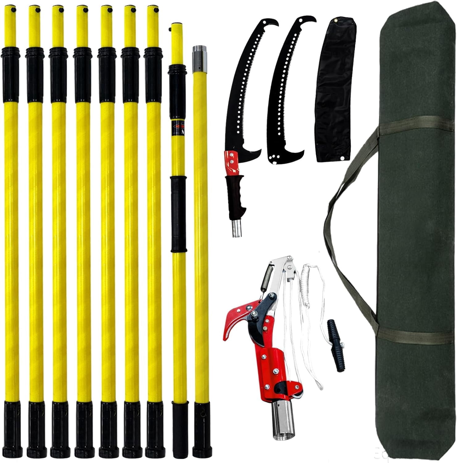 30 FT Manual Pole Saw for Tree Trimming, Extendable Tree Pruner with ...