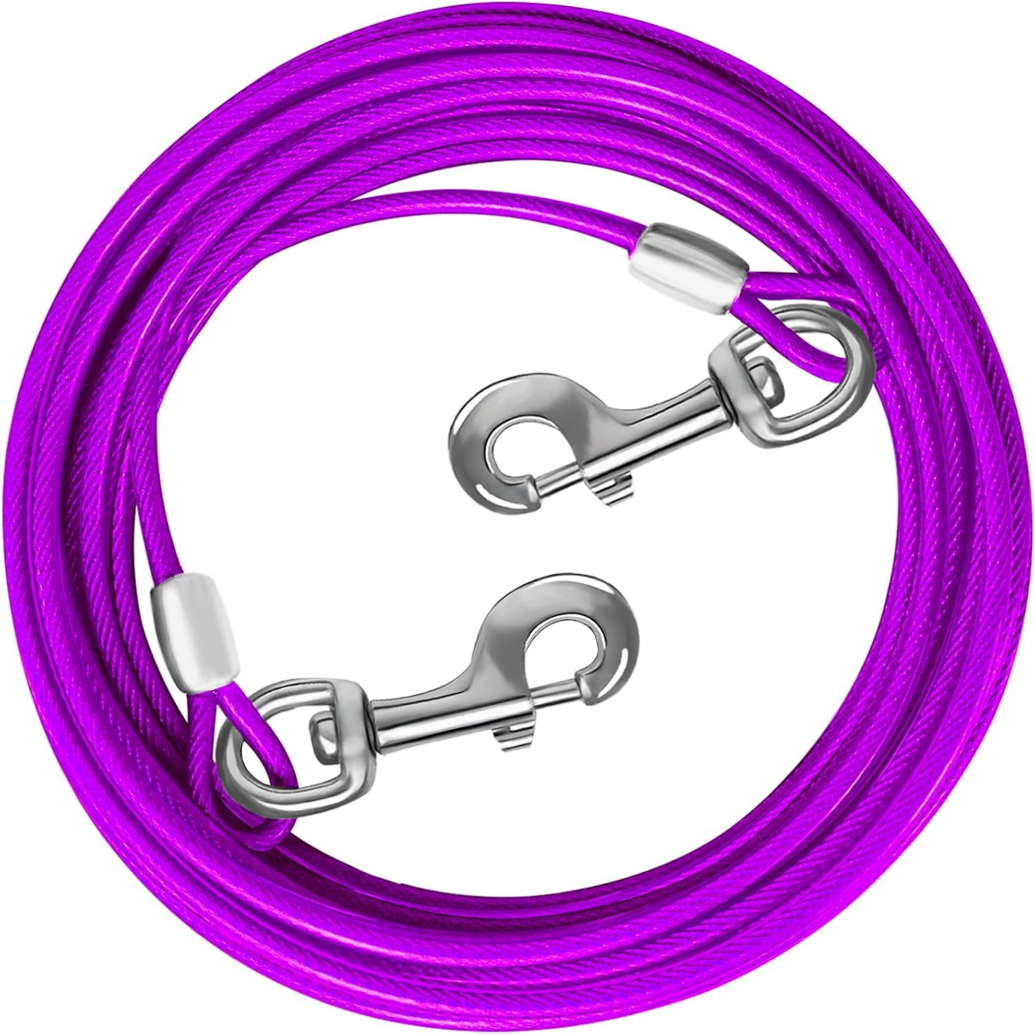 30 FT Purple Steel Wire Dog Tie Out Cable with Heavy Duty Clips for ...