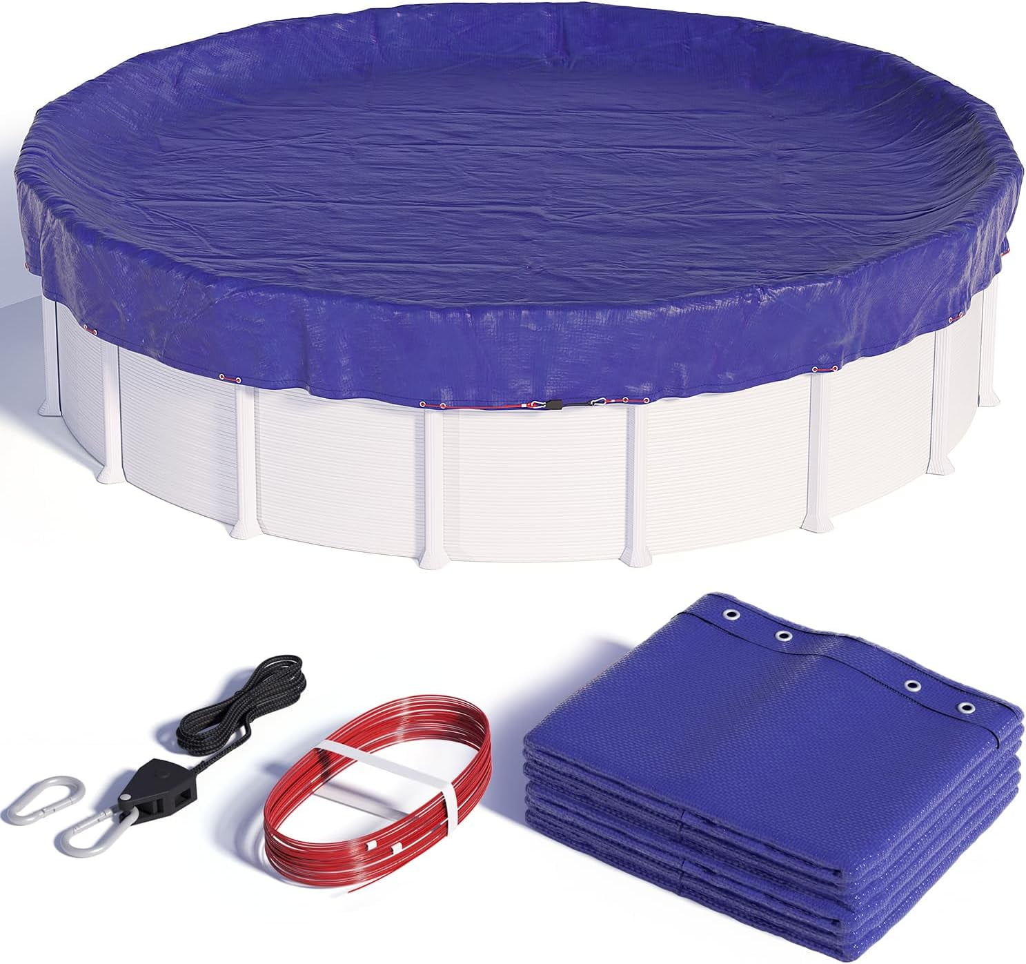 30 FT Round Pool Cover, [ 2025 Upgraded ] Above Ground Pool Cover with ...
