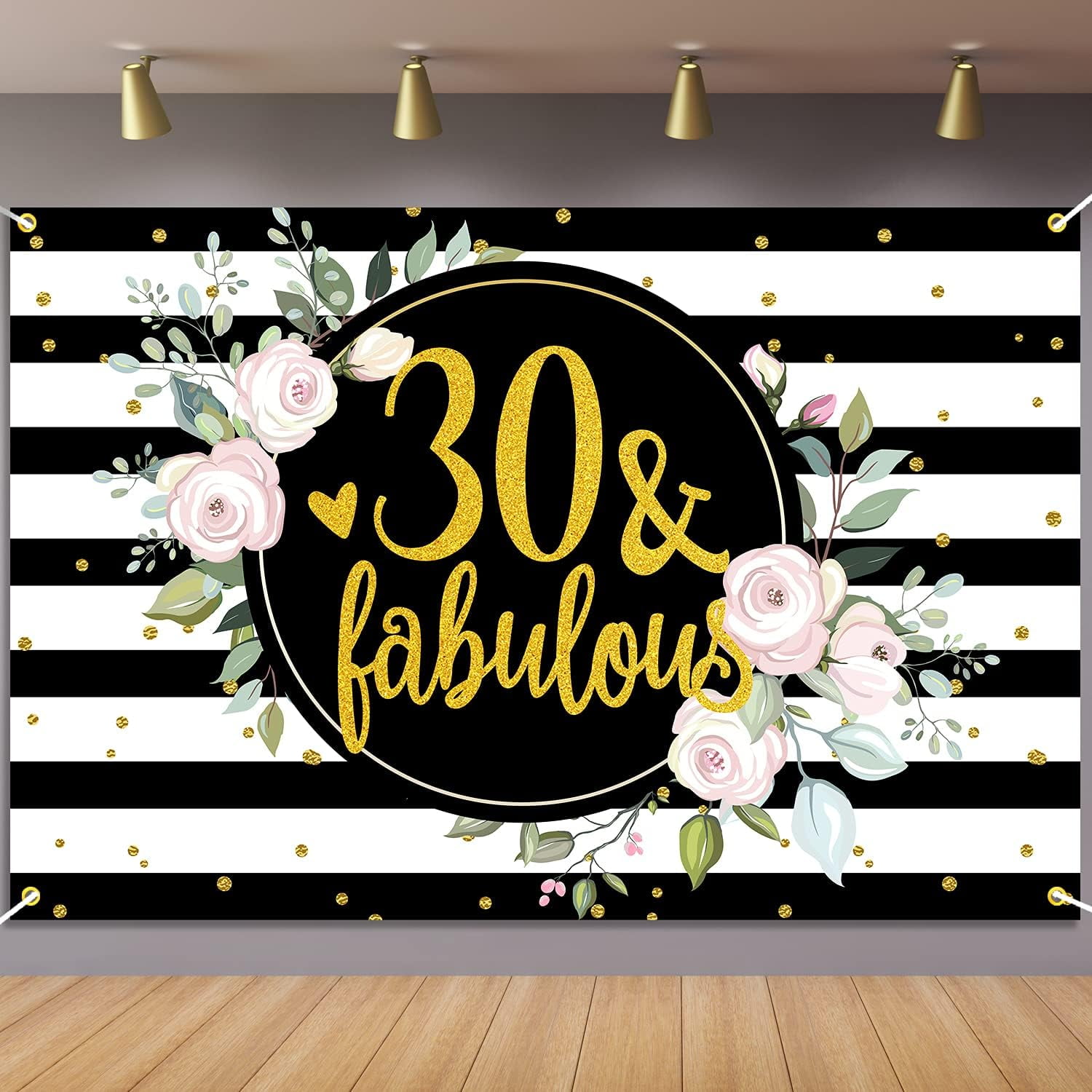 30 and Fabulous Banner Backdrop 30th Birthday Background Decorations ...
