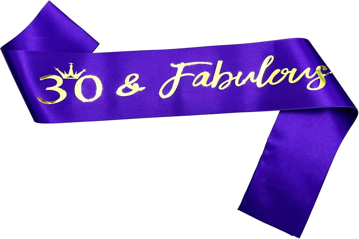 30 & Fabulous Birthday Sash, Purple Satin Sash with Gold Foil Lettering ...