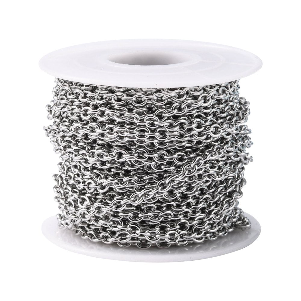 DanLingJewelry 32 Feet 4x3mm Stainless Steel Cable Chain Spool for ...