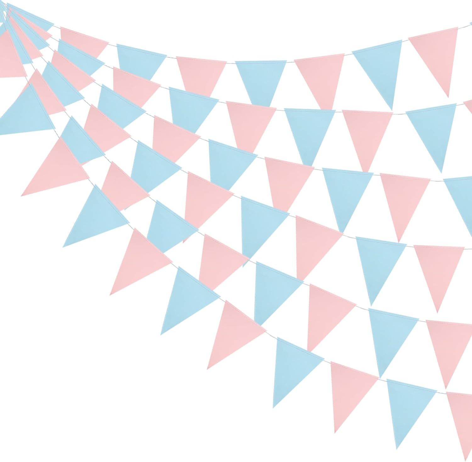 30 Feet Gender Reveal Pennant Banner 48PCS Light Blue and Pink Paper ...
