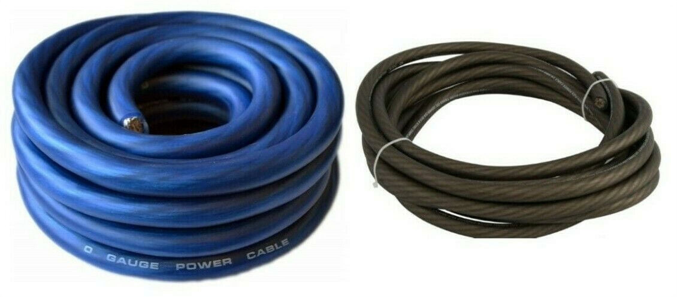 30 Feet Premium 0 Gauge Blue & Black Power + Ground Wire Cable 1/0 ...