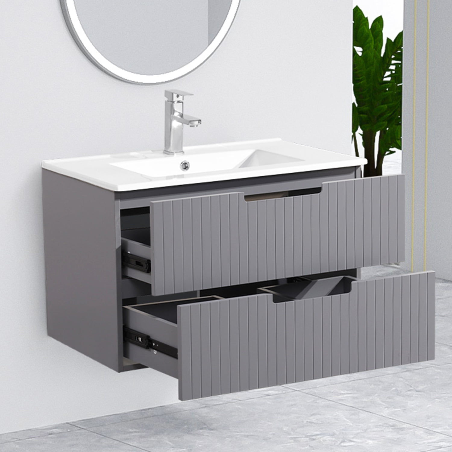 30'' Floating Bathroom Vanity with Sink Combo, Wall Mounted Bathroom ...