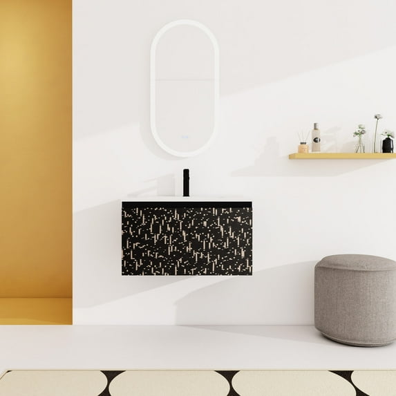30'' Floating Wall-Mounted Bathroom Vanity with Ceramics Sink & Hidden ...