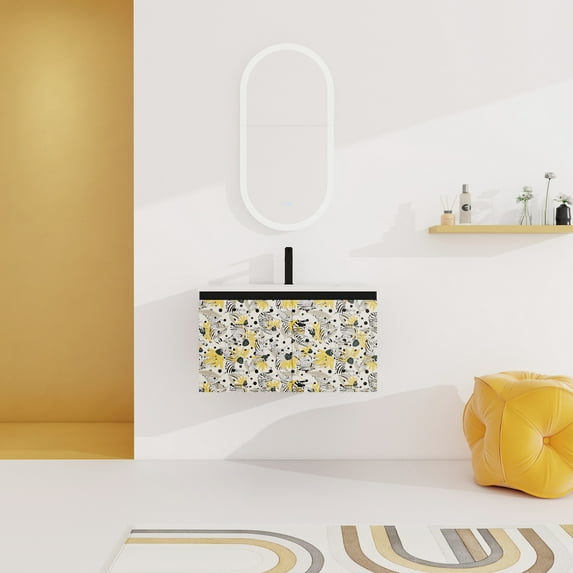 30'' Floating Wall Vanity | Artistic Door Panel Design | Pre-Drilled ...