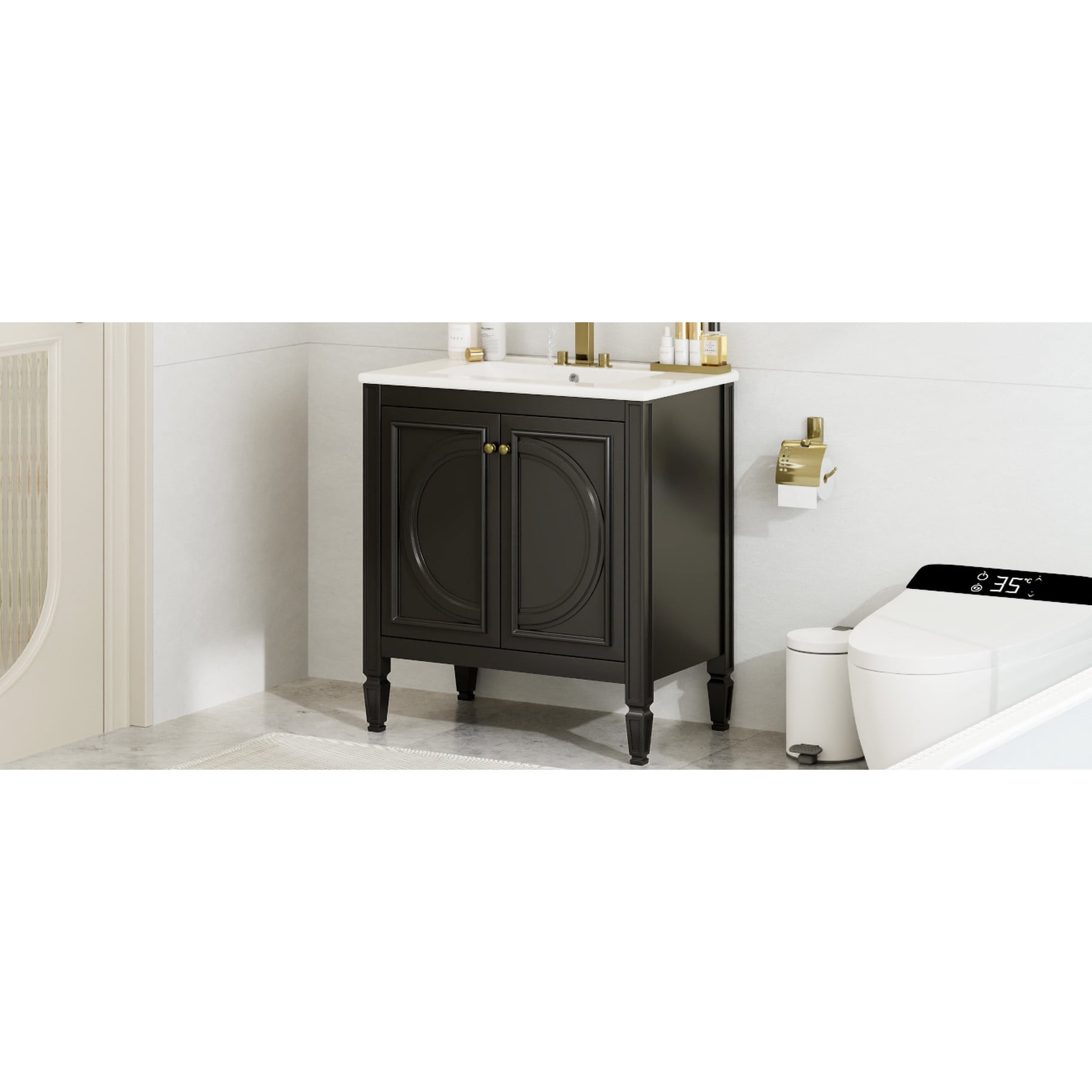 30" Freestanding Bathroom Vanity / Metal Handles & Drawer / Bathroom ...