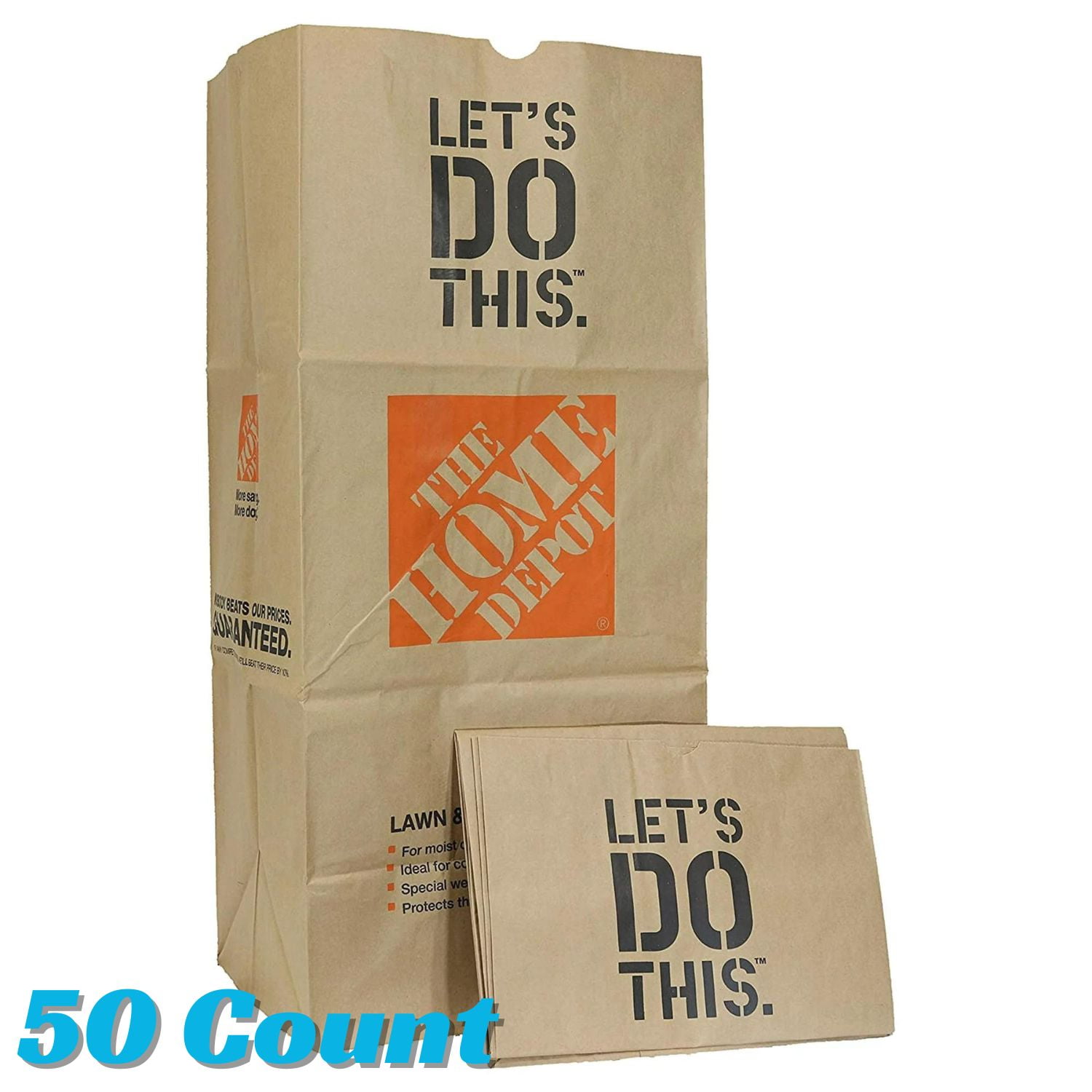 Home Depot 30 Gal. Paper Lawn and Leaf Bags, 50 PK, Ideal for Waste ...