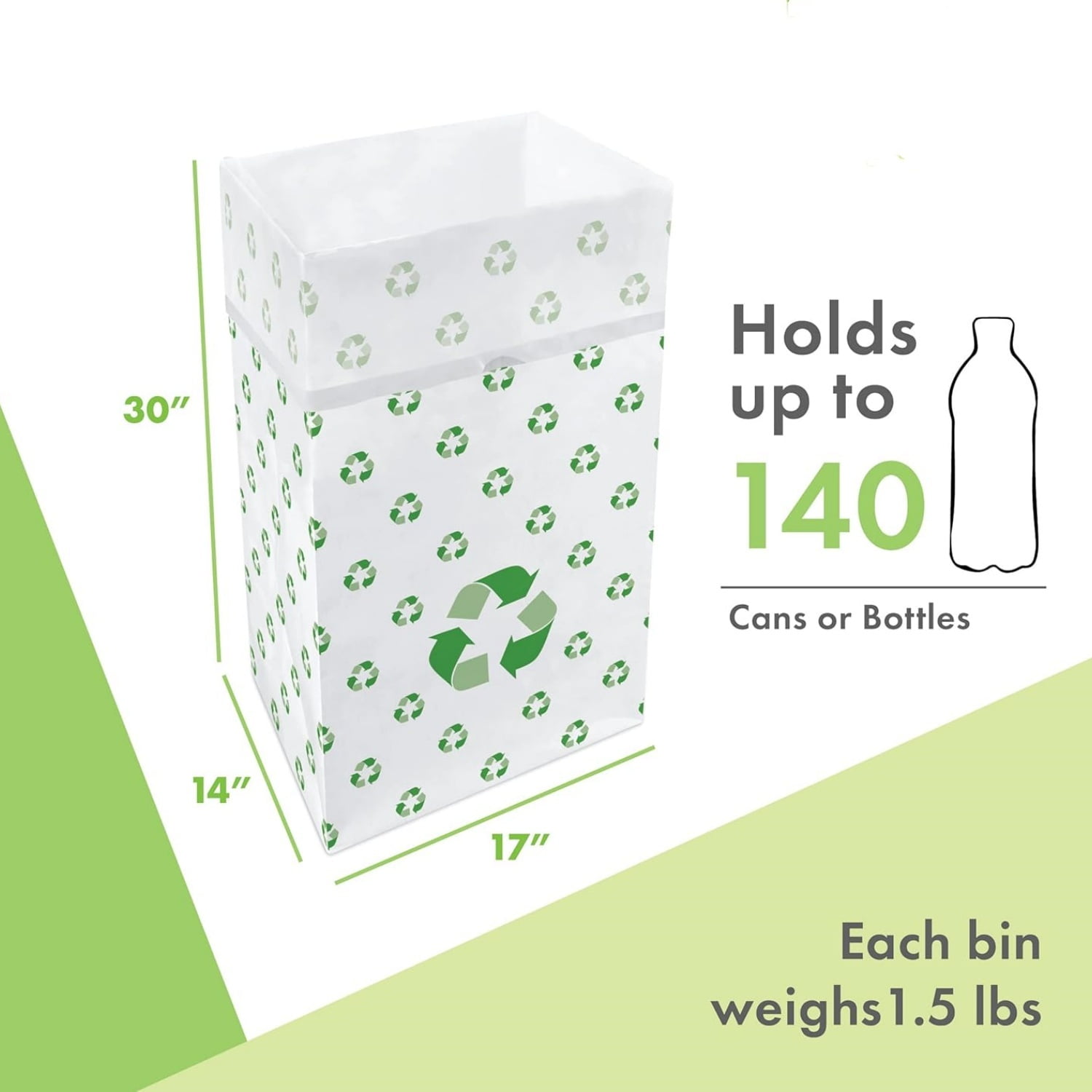 30 Gallon Disposable Pop-Up Trash Cans (3-Pack) with Fitted Bags – Foldable Garbage & Recycling ...