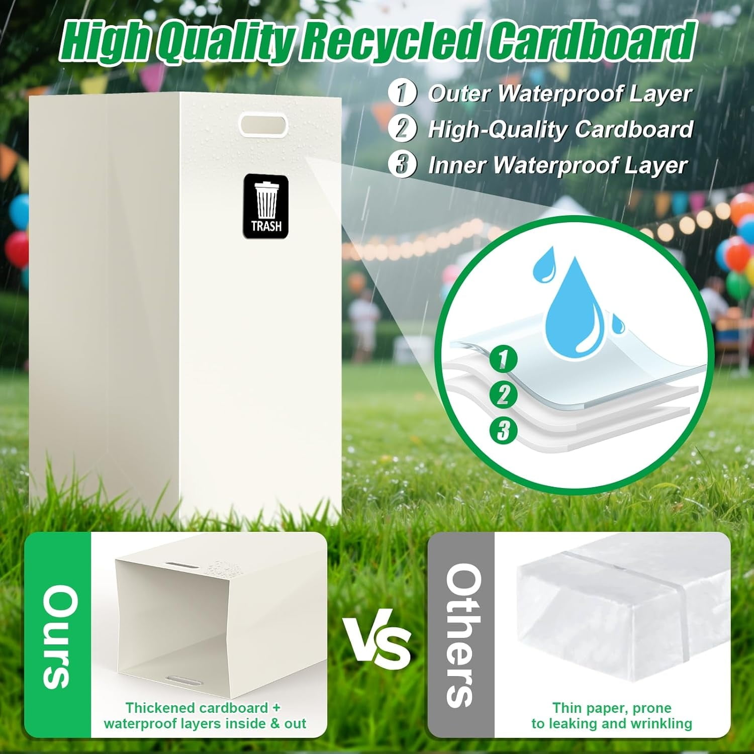 30 Gallon Disposable Trash Cans with Built-in Handles, 4 Pack Extra ...