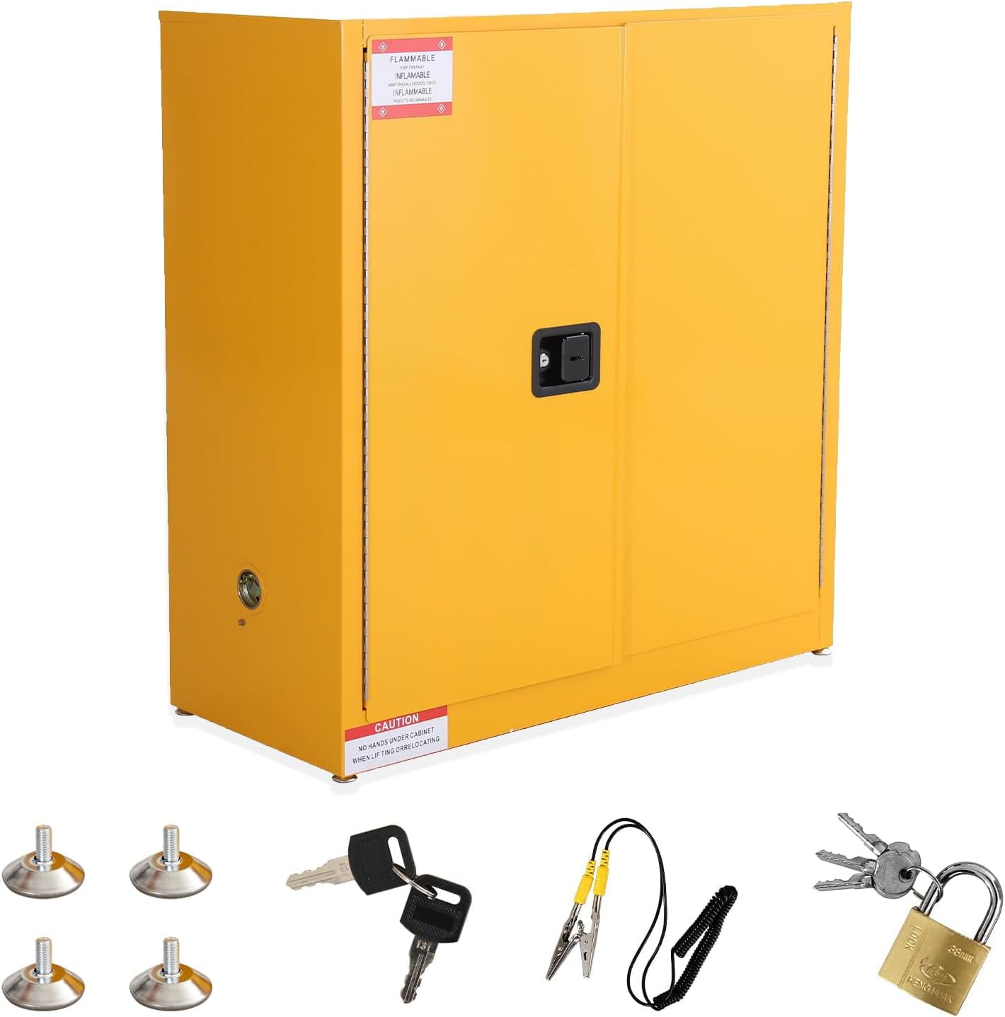 30 Gallon Flammable Liquid Storage Cabinet,43" x 18" x 44" Galvanized ...