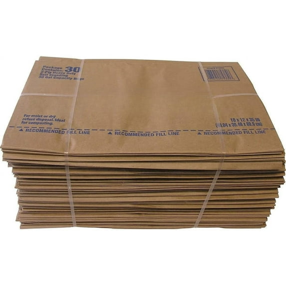 30 Gallon Lawn & Leaf 2-Ply Heavy-Duty Yard Waste Compost Paper Bags ...