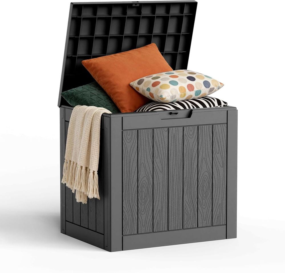 30 Gallon Outdoor Waterproof Deck Box, Lockable Patio Storage Box with ...