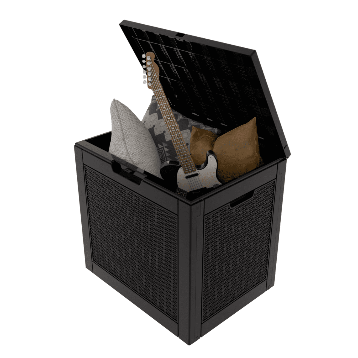 30 Gallon Rattan Deck Box, Lockable Weatherproof Storage Box for Indoor ...