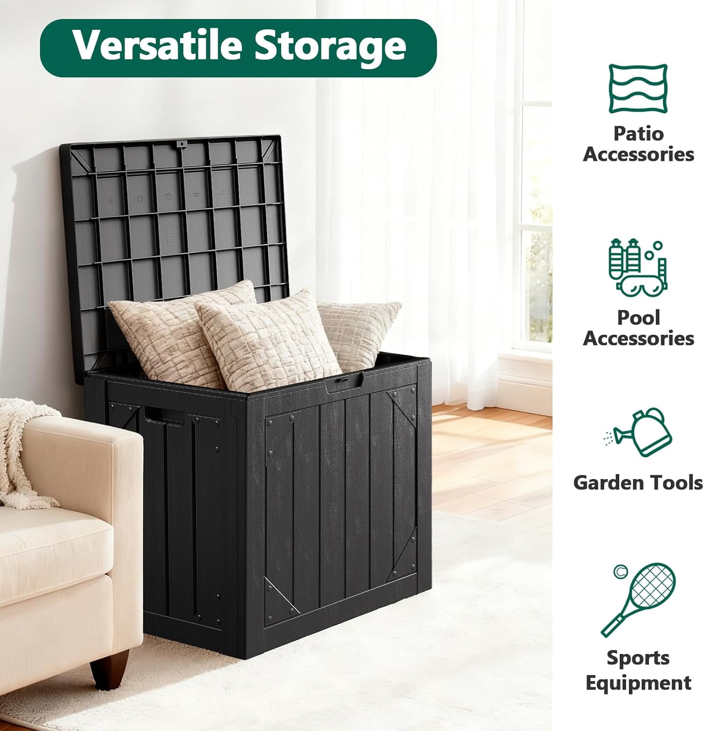 30 Gallon Resin Deck Box, Lockable Patio Outdoor Storage Box for Patio ...
