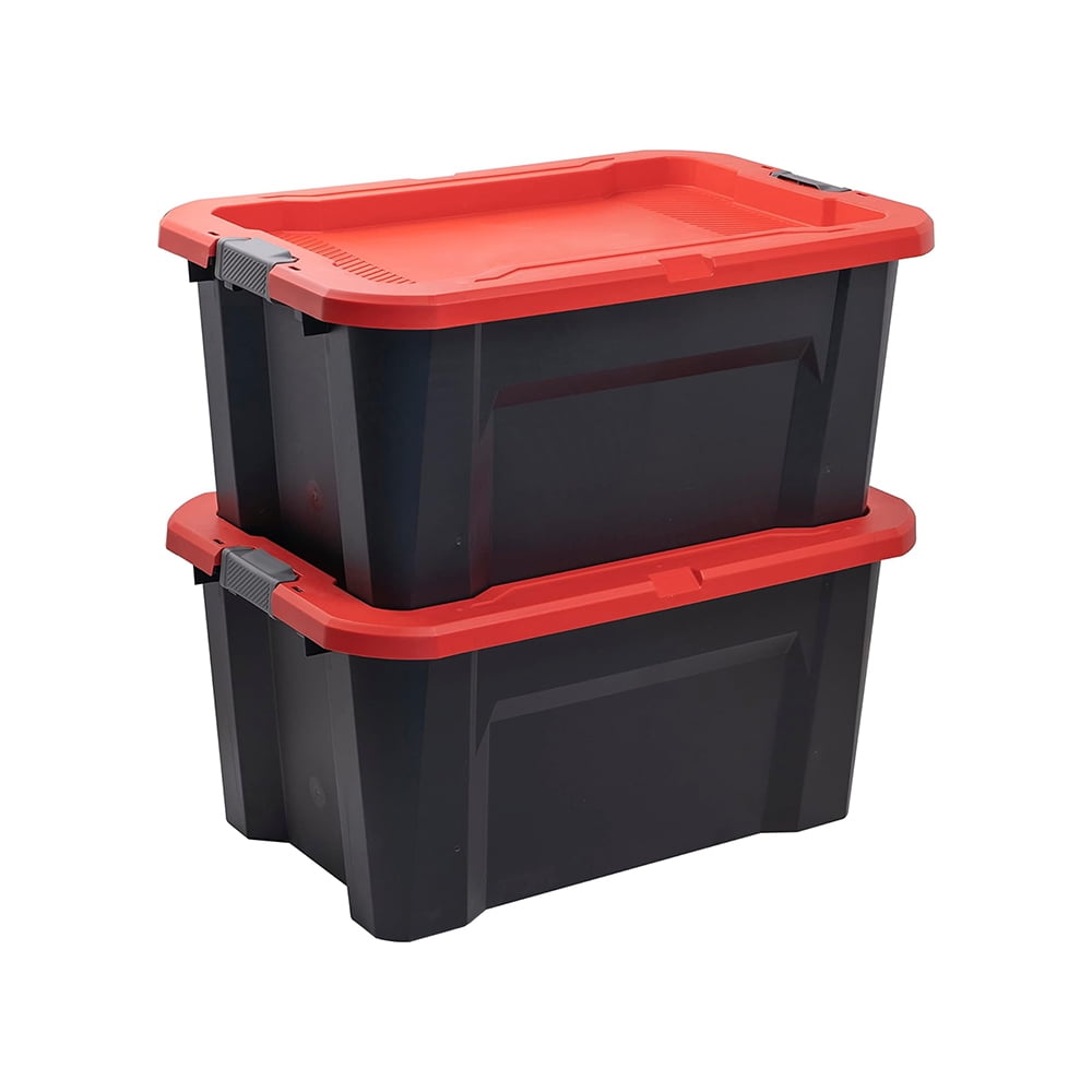 30-Gallon Storage Bin with Dual Latching Lid and Versatile Stacking ...