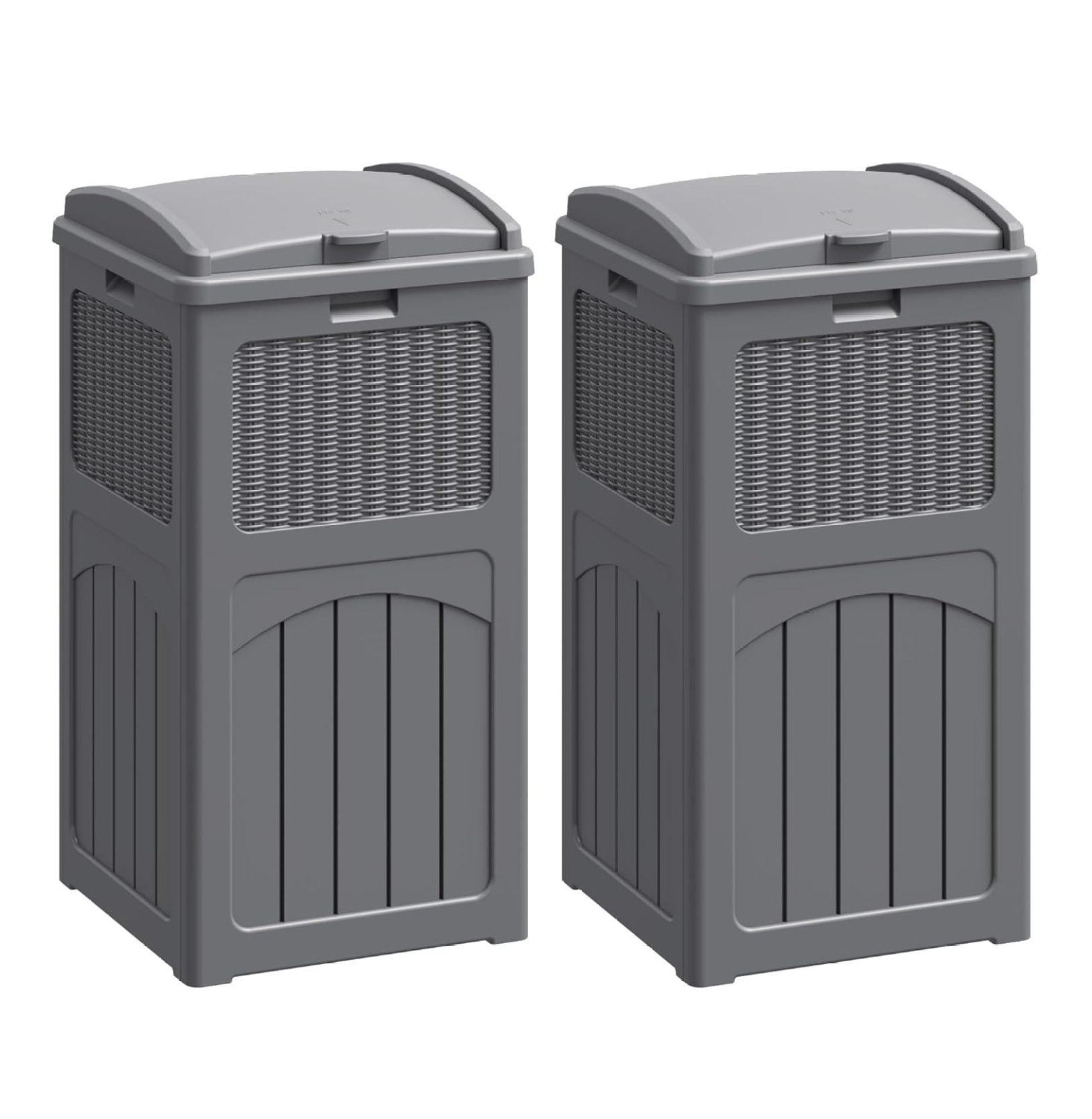 30 Gallon Trash Can, Resin Outdoor Garbage Can with Lid, Waterproof ...