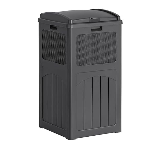 30 Gallon Trash Can, Resin Outdoor Garbage Can with Lid, Waterproof ...