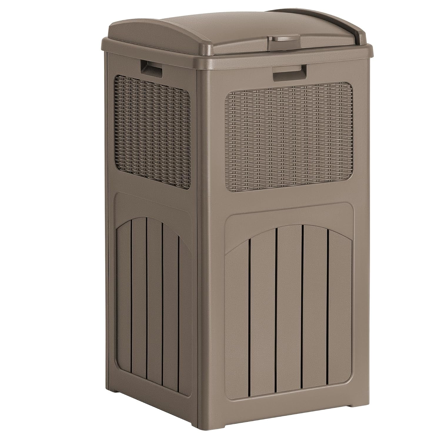 30 Gallon Trash Can, Resin Outdoor Garbage Can with Lid, Waterproof ...