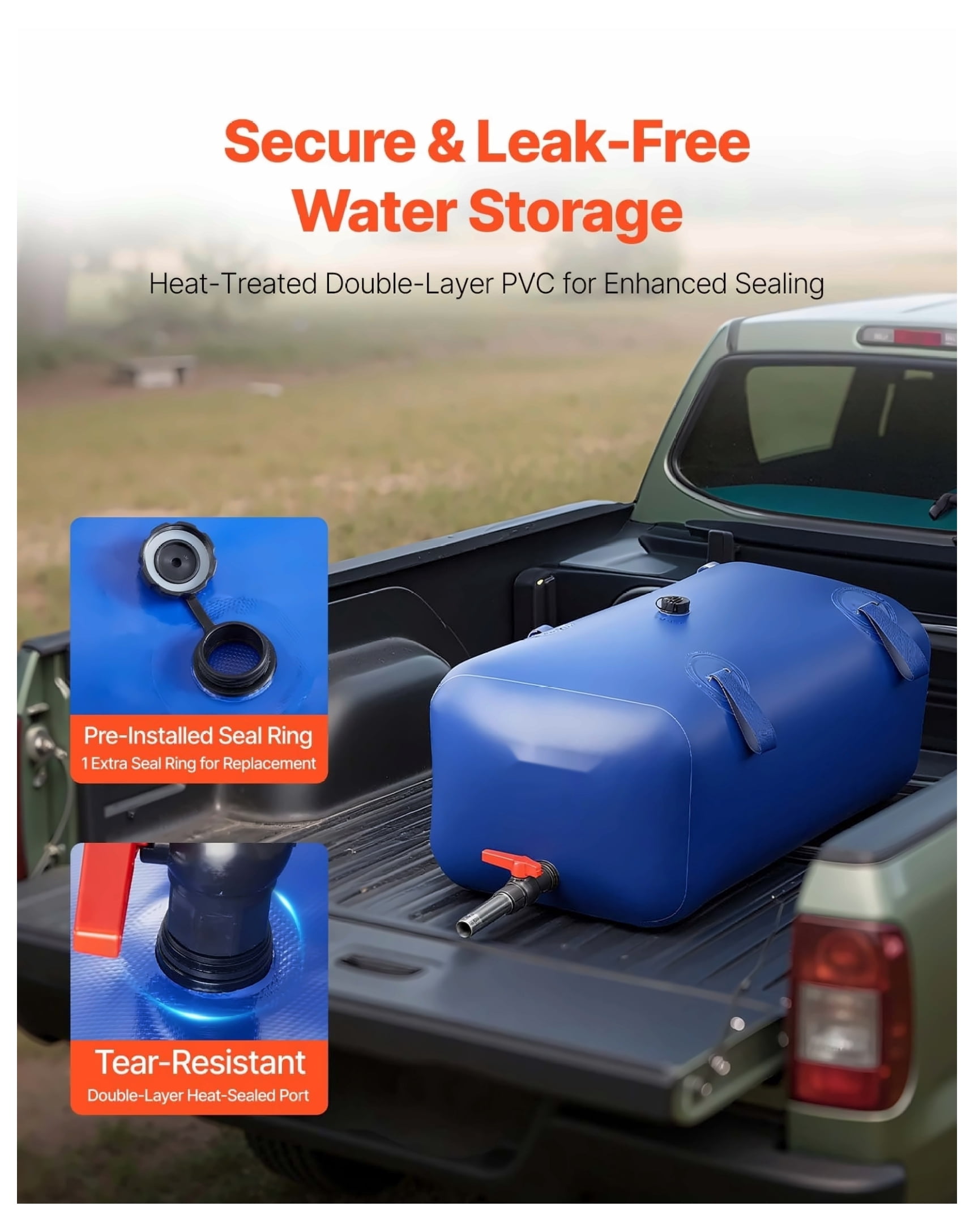 30 Gallon Water Storage Bladder, Portable Collapsible Water Tank ...