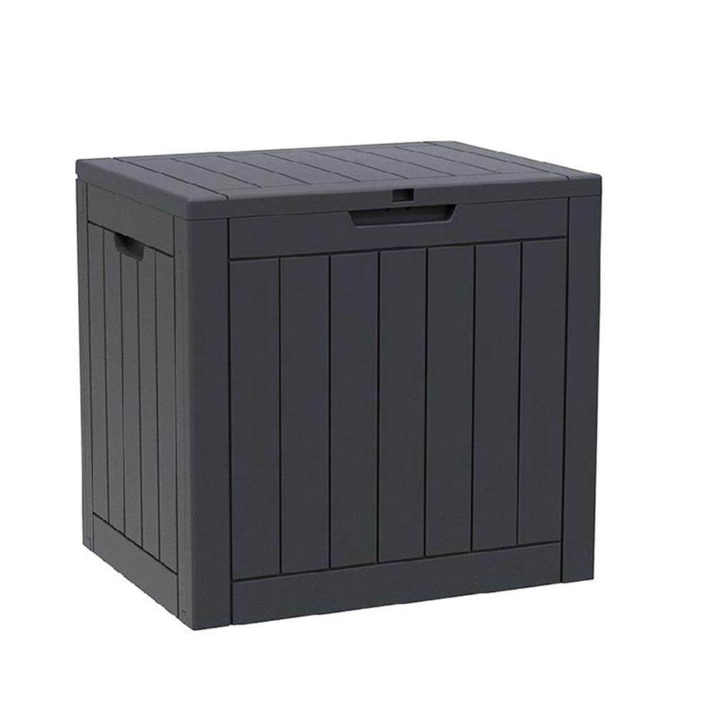 30-Gallon Weatherproof Outdoor Storage Box with Woodgrain Finish ...