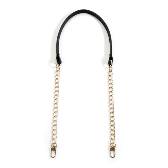 30 Genuine Leather Shoulder Bag Strap with Metal Chain, Black (40-8301 ...