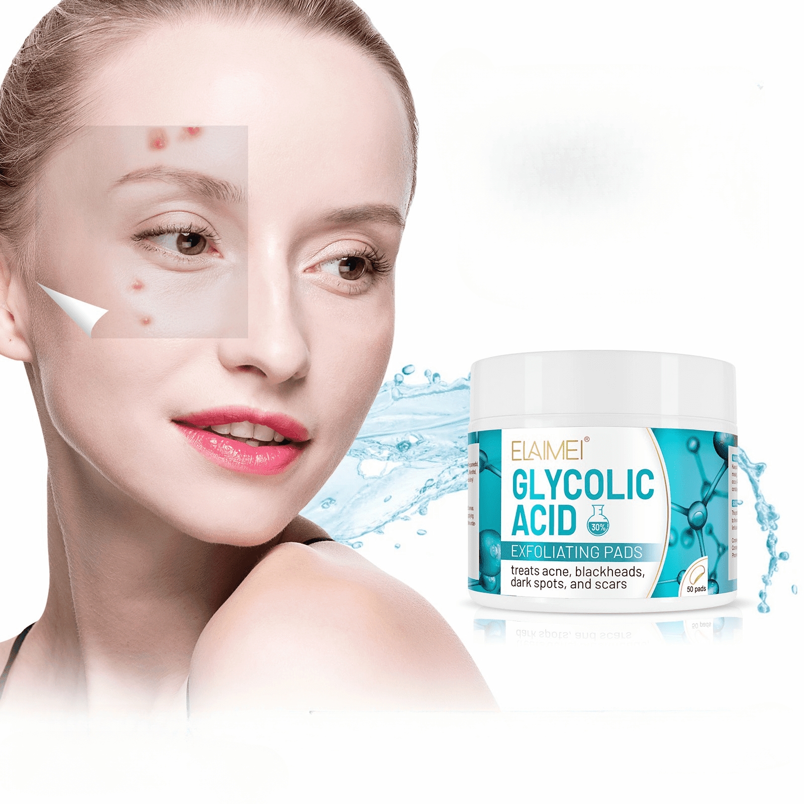 30% Glycolic Acid Pads Wipes for Skin Care, Face Pore Cleaner Treatment ...