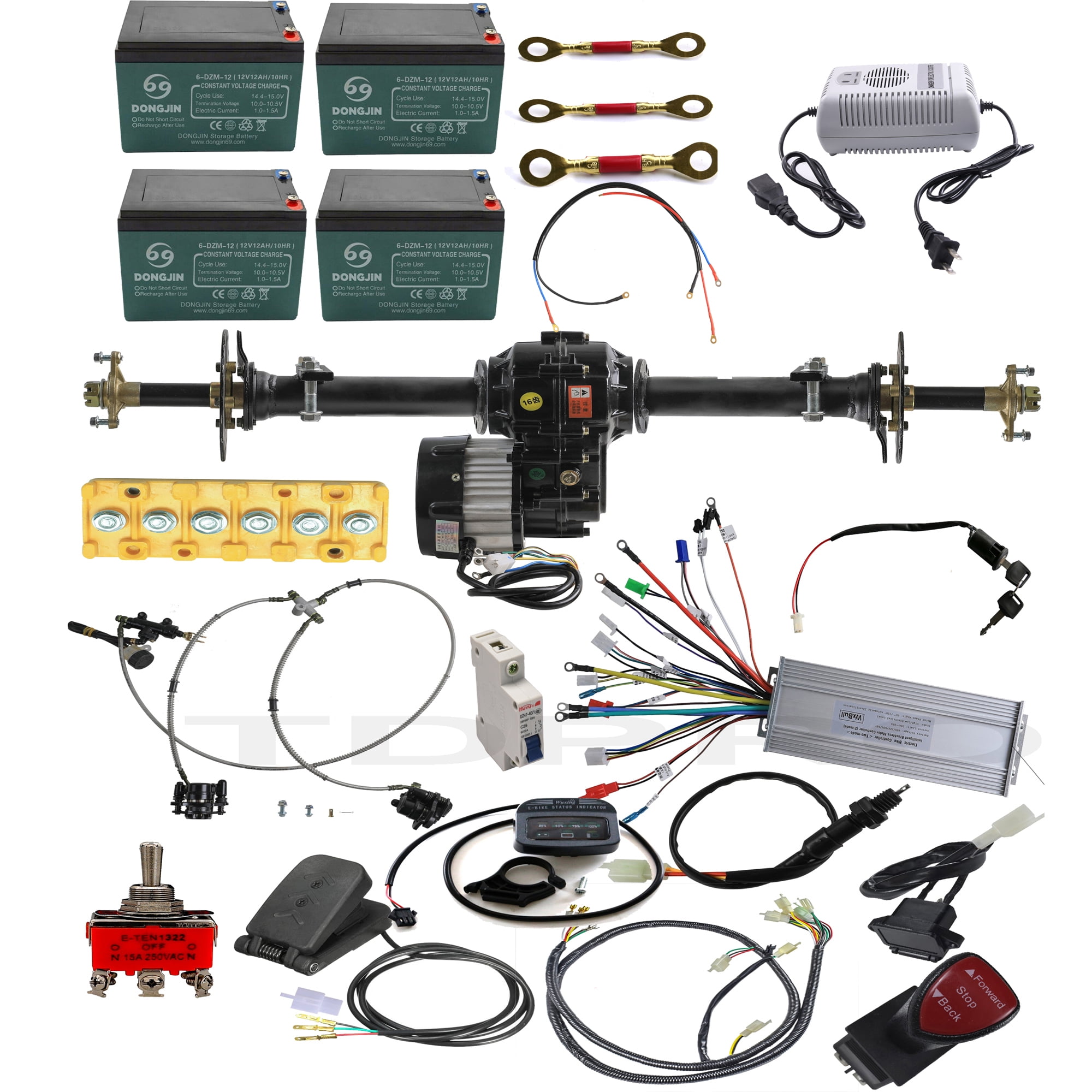 30" Go Kart Rear Axle Kit & 48V 1000W Electric Brushless Motor ...