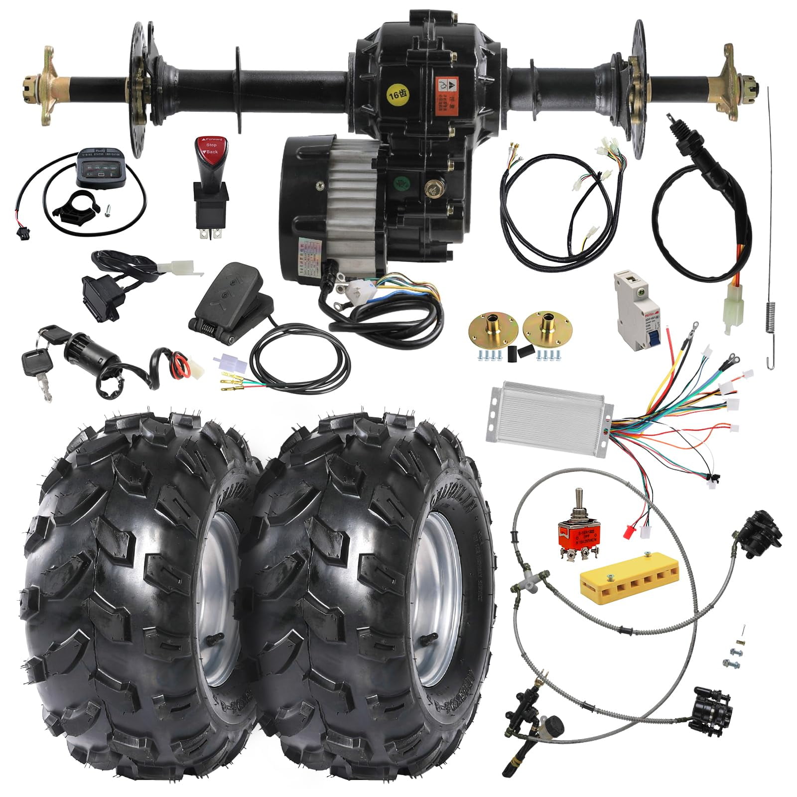 30" Go Kart Rear Axle Kit, Rear End Differential Kit, 48V 1000W ...