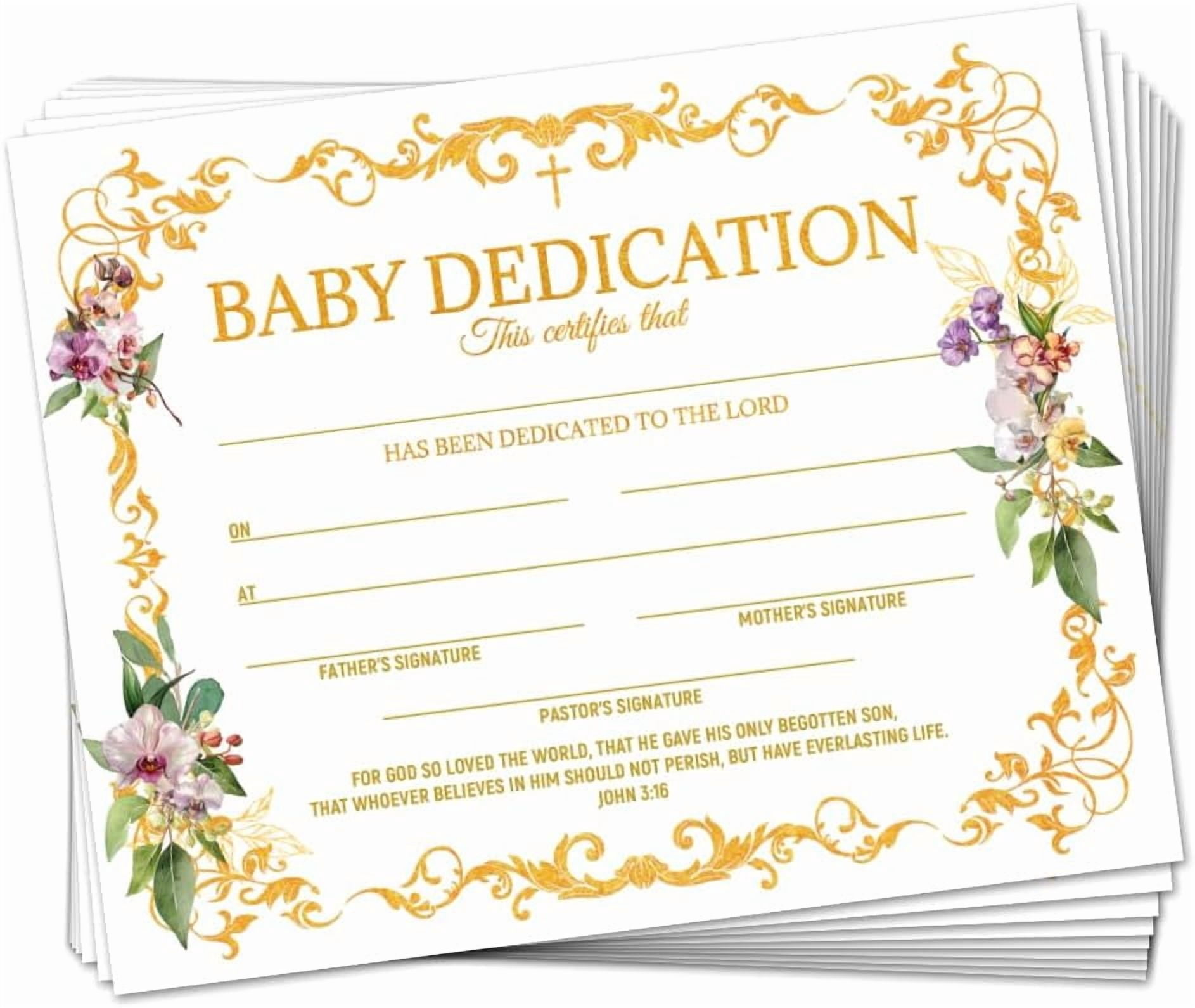 30 Gold Vine Flower Baby Dedication Certificates 9.8" x 7.8" Blank ...