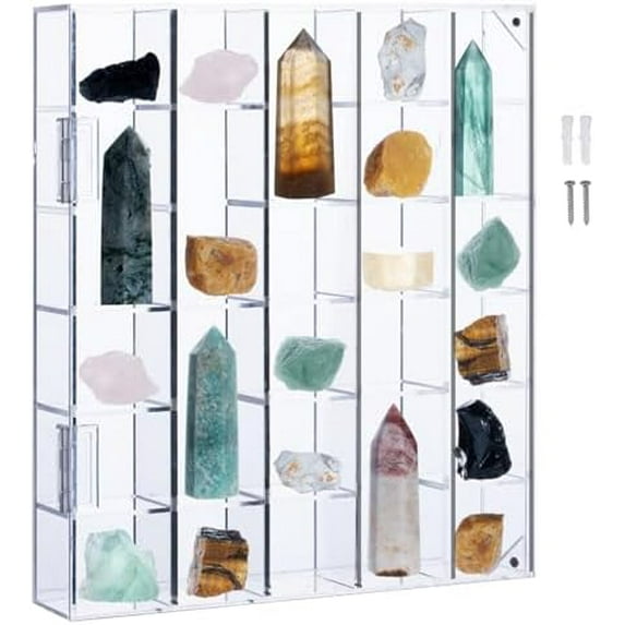 30 Grid Adjustable Clear Acrylic Rock Display Case with Lid for ...