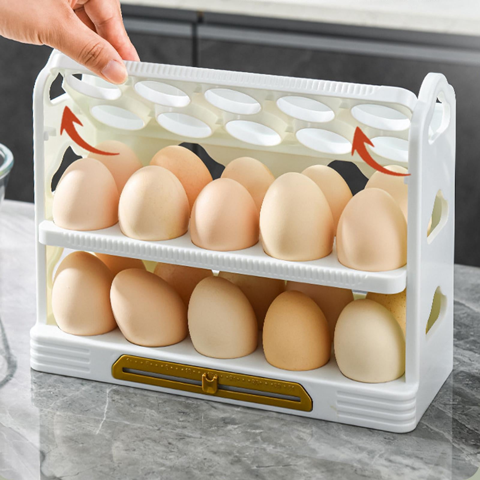30 Grid Egg Holder Fridge Eggs Organizer with Handle for Pantry ...