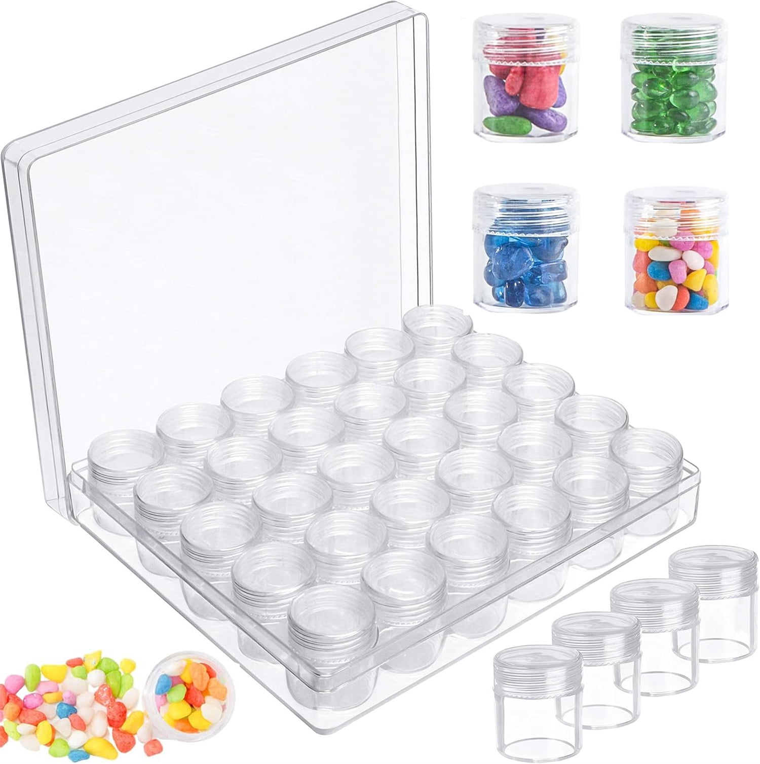 30 Grids Bead Storage Boxes,Bexikou Clear Plastic Bead Storage Organizer Box,Diamond Art ...