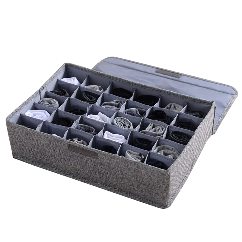 Bins Containers Closet Storage Box with Lid - 30 Grids for Ties, Socks ...