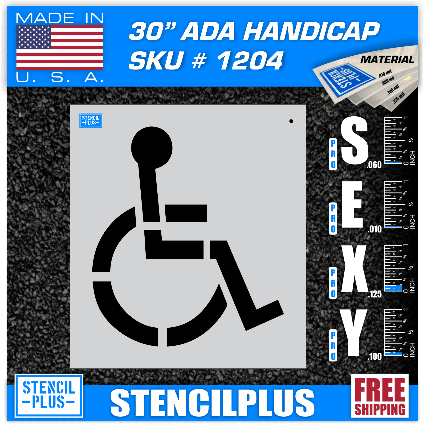 30” Handicap Stencil Parking Lot Pavement Marking Stencil Thickness ...