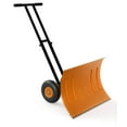 30" Hea-vy-Duty Wheeled Snow Pusher Shovel - Metal Angle Blade ...