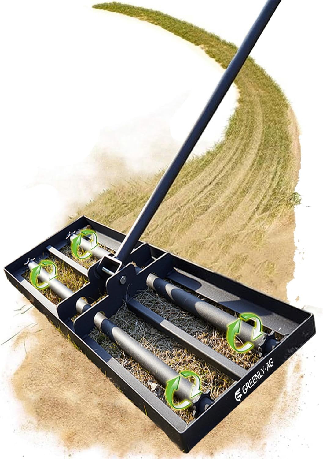 30" Heavy Duty Lawn Leveling Rake – 6.5FT Soil Leveler Tool, 4 Spiked ...