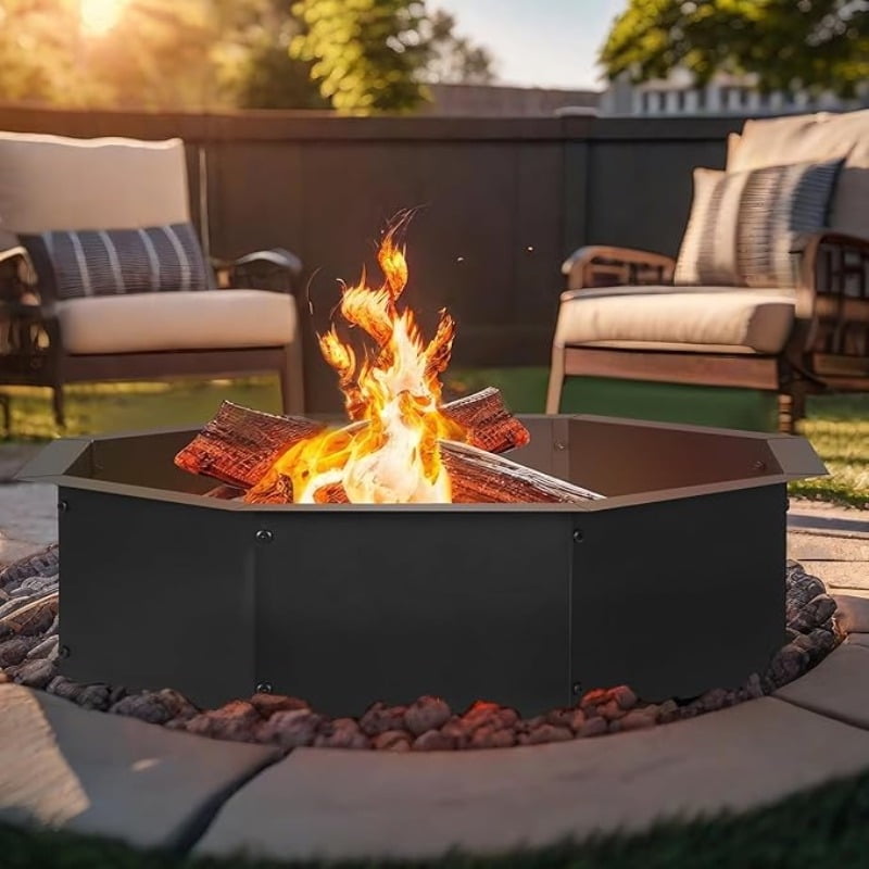 30" Heavy-Duty Octagonal Fire Pit - Easy Assembly, Rust-Resistant Metal ...