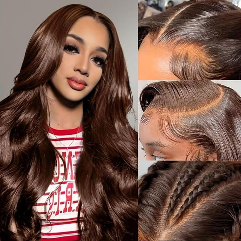 30 Inch 13x6 Body Wave Lace Front Wigs Human Hair 200 Density HD Lace ...