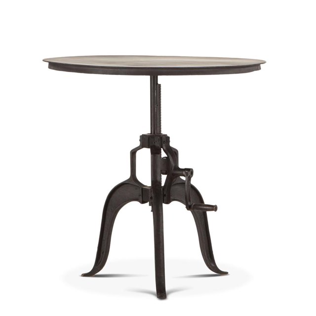 30-Inch Adjustable Crank Iron Side Table with Matte Black Finish, Belen ...