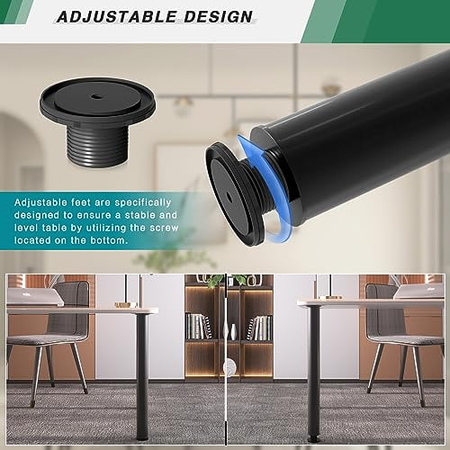 30 Inch Adjustable Table Legs, Metal Furniture Legs for Desk, Heavy ...