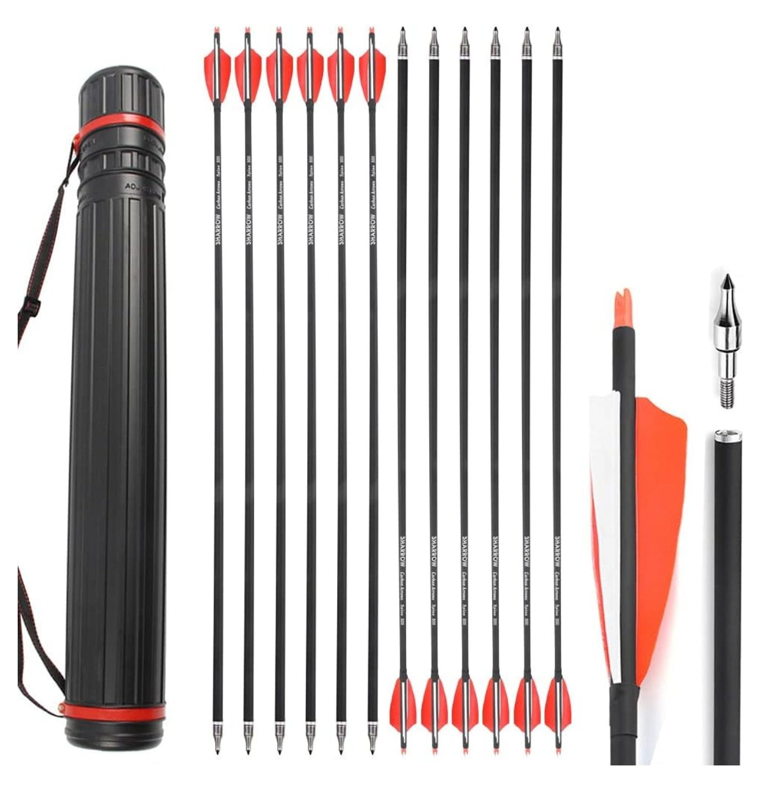 30 Inch Archery Carbon Arrows Hunting Arrows with 4” Turkey Target ...