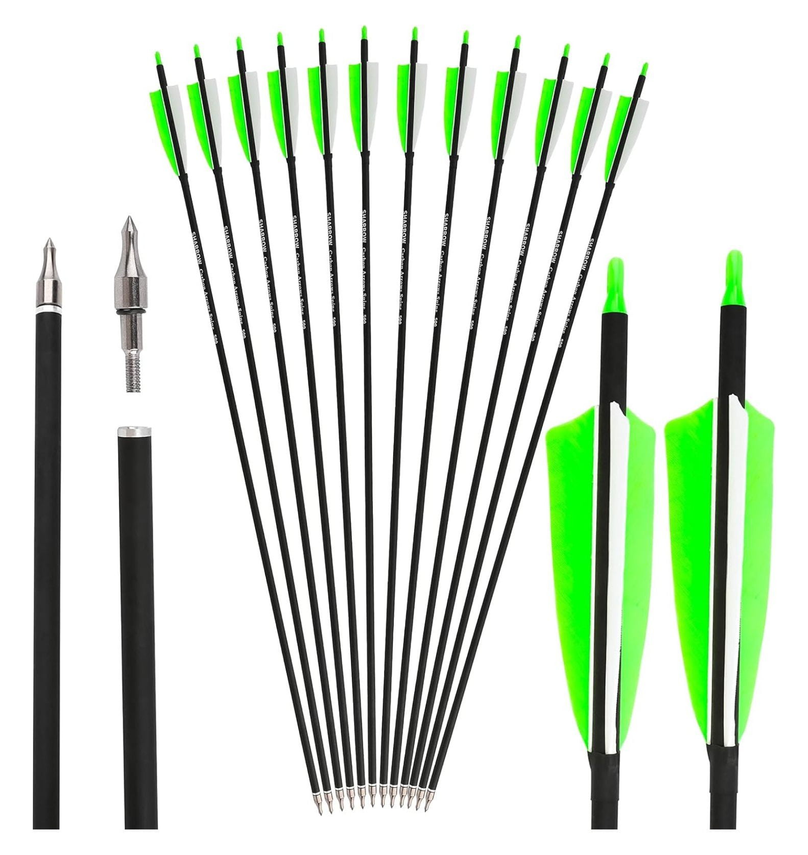 30 Inch Archery Carbon Arrows Hunting Arrows with 4” Turkey Target ...