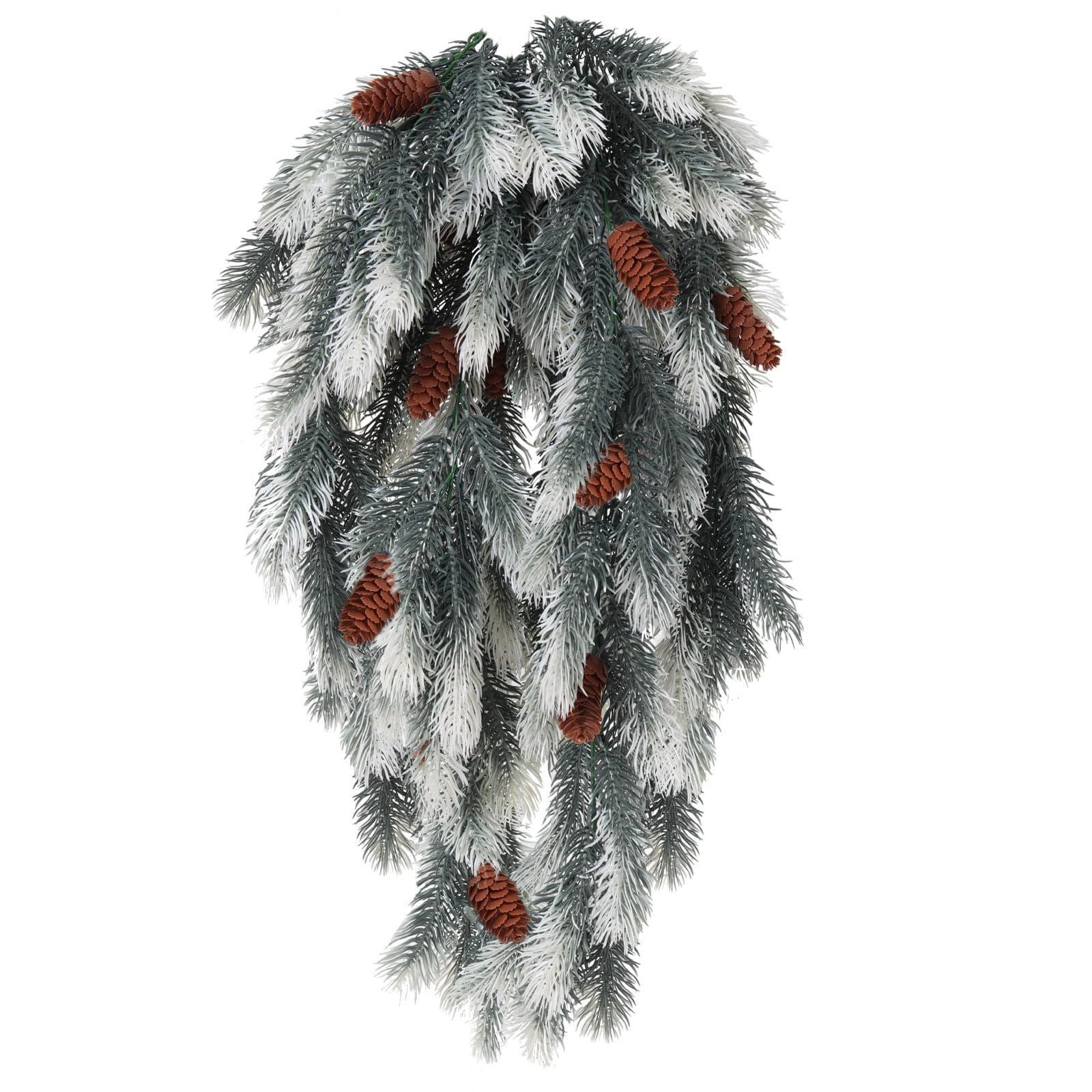 30 Inch Artificial Christmas Teardrop Swag Pine Needle Greenery with ...
